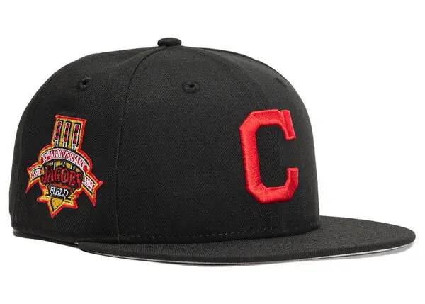 New Era Cleveland Indians Aux Pack Vol 2 Jacobs Field Patch 59fifty Fitted Hat - Black/red
