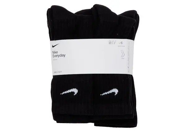 Nike Everyday Plus Cushioned Crew Socks 6 Pairs - Black