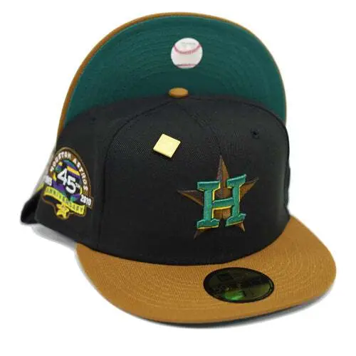 New Era Houston Astros 45th Anniversary Patch Fitted Cap - Black/green
