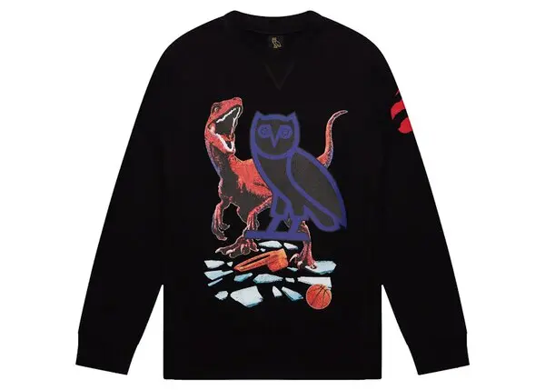 OVO Jurassic Park Shattered Backboard Crewneck Sweatshirt - Black