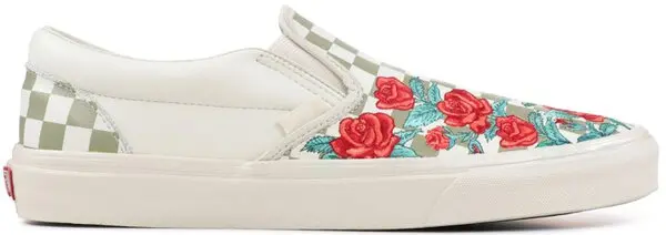 VANS Slip-on Sneakers With Rose Embroidery - Marshmallow/turtledove