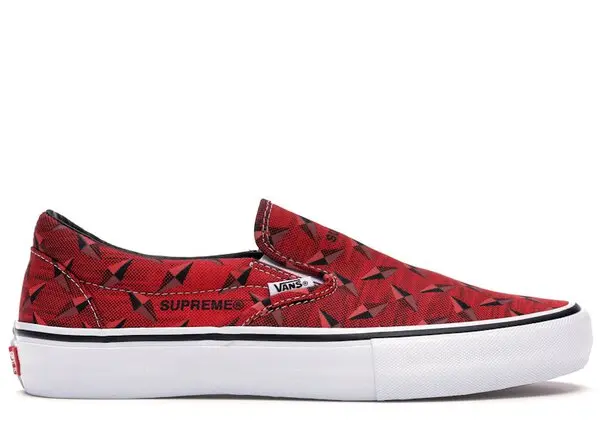 VANS Slip-on Supreme Diamond Plate Sneakers - Red/white