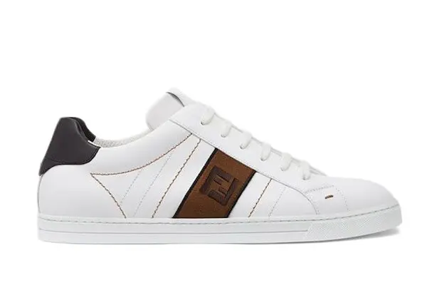 Fendi Ff Leather Low Top Sneakers