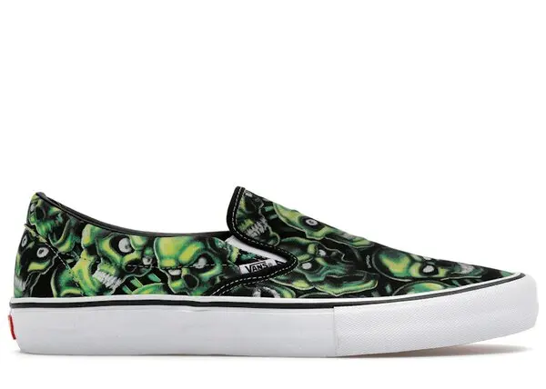 VANS Slip-on Supreme Skull Pile Sneakers - Black/green