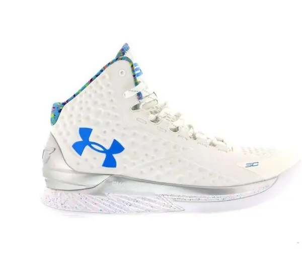 Under Armour Curry 1 Splash Party Sneakers - White/metallic Silver/blue