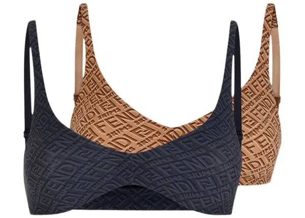 Fendi X Skims Pack Of 2 Skimpy Scoop Bralette - Black/california