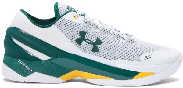 Under Armour Ua Curry 2 Low Athletics Sneakers - White/forest Green/yellow