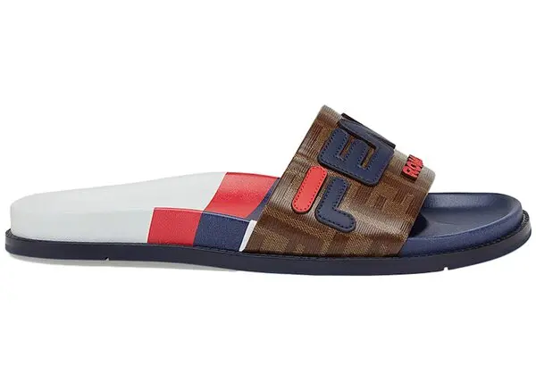 FILA Fendi Slides - White/fila Navy Blue/fila Red