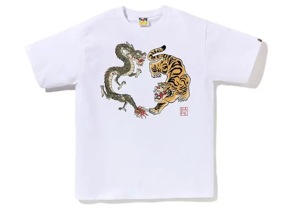 A BATHING APE Japan Culture Tiger And Dragon Tee Shirt - White