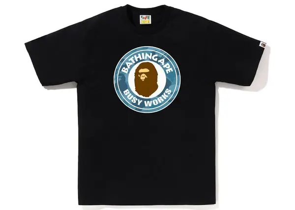 A BATHING APE Honeycomb Camo Busy Works Tee Shirt - Black/blue