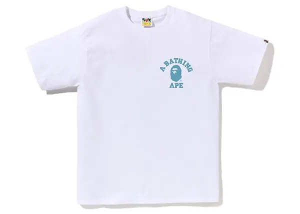 A BATHING APE Honeycomb Camo College Ats Tee Shirt - White Blue