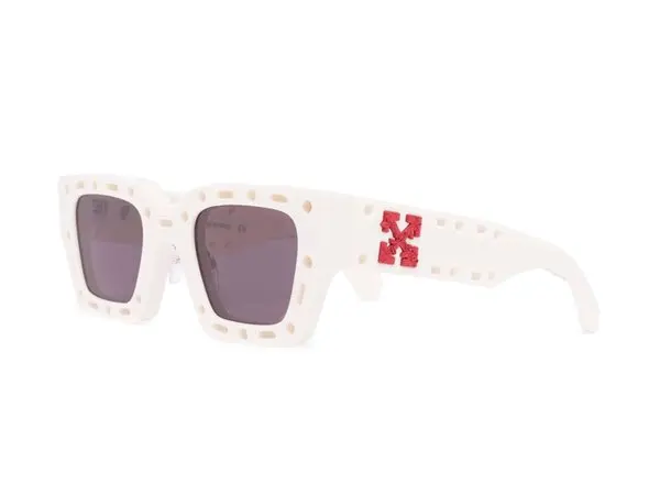 Off-White Cut-out Square Frame Sunglasses - White/red (oeri026s22pla0010107)