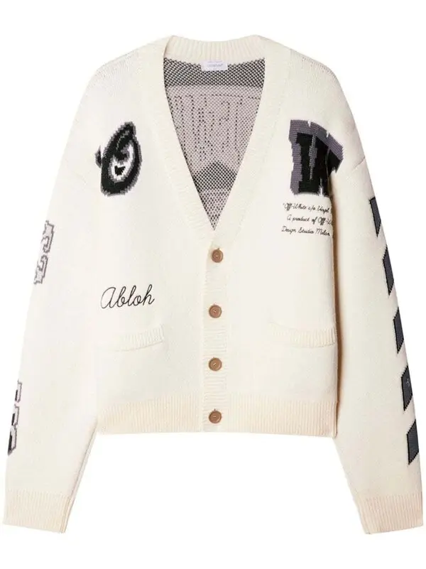 Off-White Moon Vars Wool Cardigan - Cream White/black