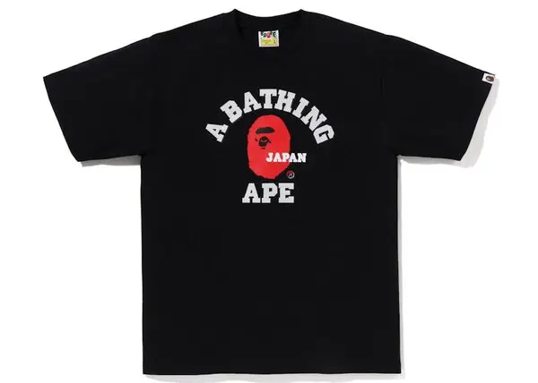 A BATHING APE Japan College Tee Shirt - Black