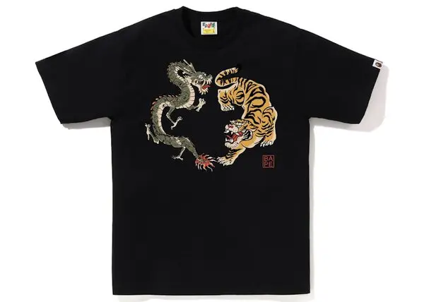 A BATHING APE Japan Culture Tiger And Dragon Tee Shirt - Black