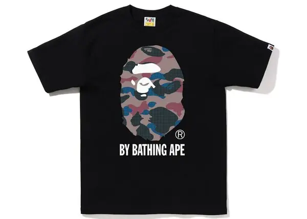 A BATHING APE Grid Camo Bathing Ape Tee Shirt - Black Purple