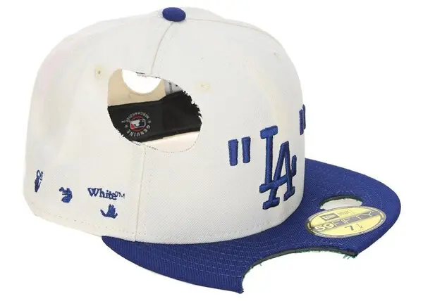 Off-White X New Era La Dodgers Fitted Cap - Cream/blue