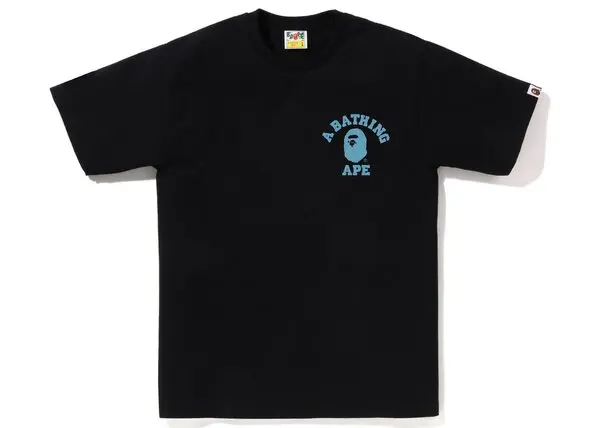 A BATHING APE Honeycomb Camo College Ats Tee Shirt - Black Blue