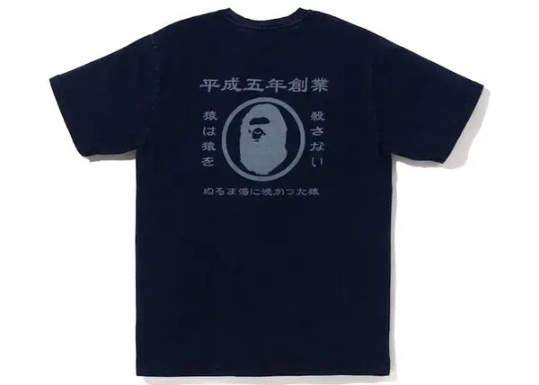 A BATHING APE Japan Culture Graphic Tee Shirt - Indigo
