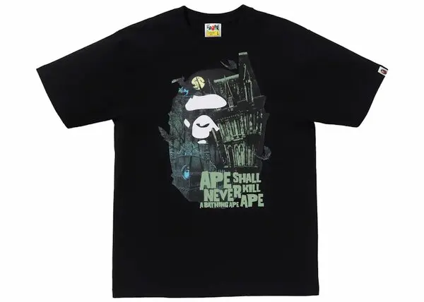 A BATHING APE Halloween Mansion Ape Head Tee Shirt - Black