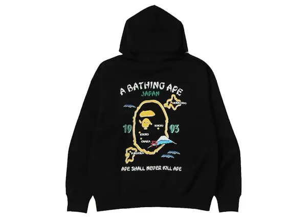 A BATHING APE Loose Fit Pullover Hoodie - Black