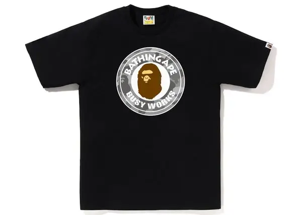 A BATHING APE Honeycomb Camo Busy Works Tee Shirt - Black/grey
