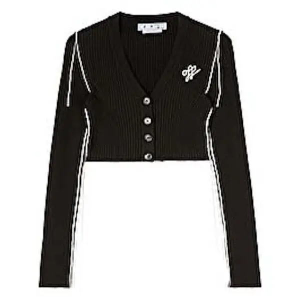 Off-White Outline Crop Cardigan - Black/white