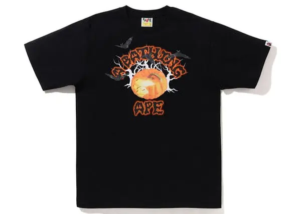 A BATHING APE Halloween Jack O' Lantern College Tee Shirt - Black