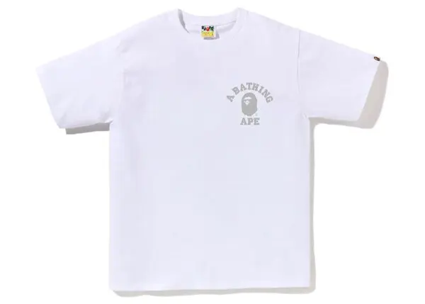 A BATHING APE Honeycomb Camo College Ats Tee Shirt - White Grey