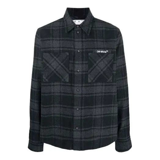 Off-White Off Off Outline Arr Flannel Shirtin - Grey/white