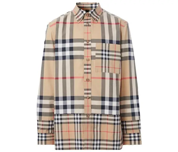 Burberry Contrast Check Cotton Shirt