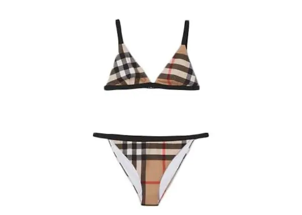 Burberry Check Triangle Bikini - Archive Beige
