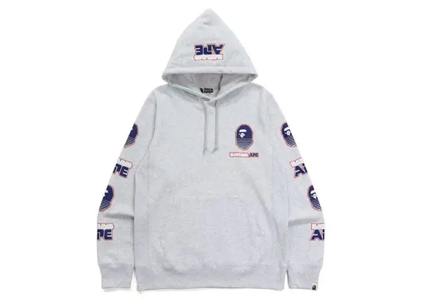 A BATHING APE Graphic Pullover Hoodie - Gray