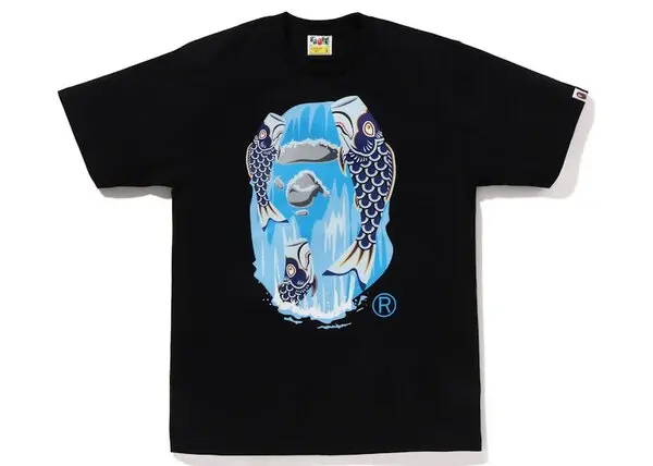 A BATHING APE Koinobori Waterfall Ape Head Tee Shirt - Black