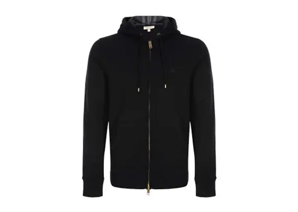 Burberry Clarendon Check Hood Zip Up Hoodie - Black/Grey