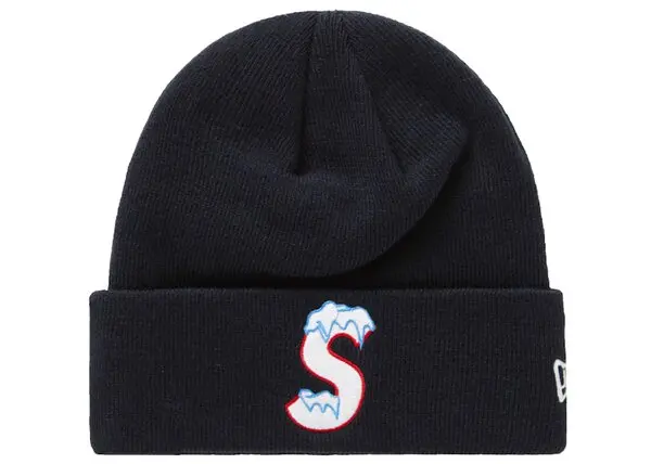 Supreme New Era S Logo Beanie - Navy Blue