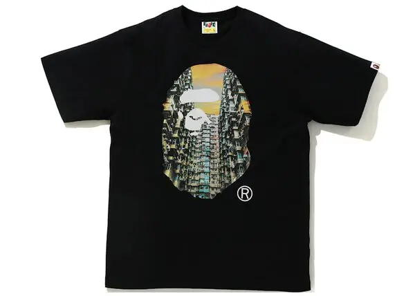 A BATHING APE Hong Kong 15th Anniversary Photo Ape Head Tee Shirt - Black