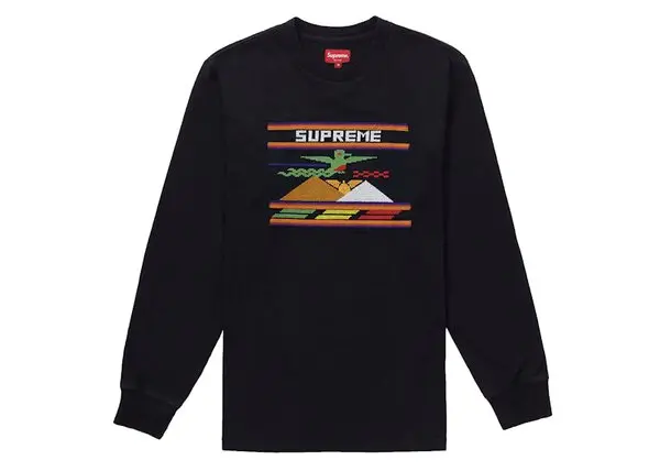 Supreme Needlepoint Patch Long Sleeve Top - Black