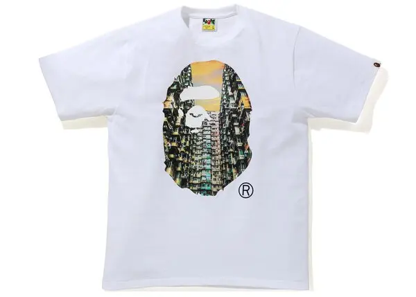 A BATHING APE Hong Kong 15th Anniversary Photo Ape Head Tee Shirt - White