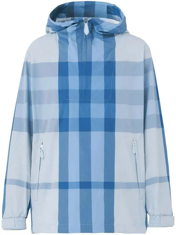 Burberry Check Packaway Half-zip Hooded Jacket