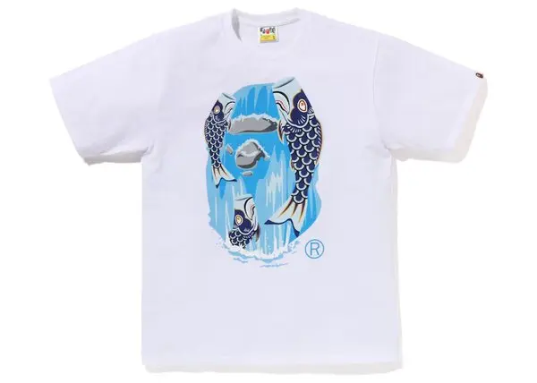 A BATHING APE Koinobori Waterfall Ape Head Tee Shirt - White