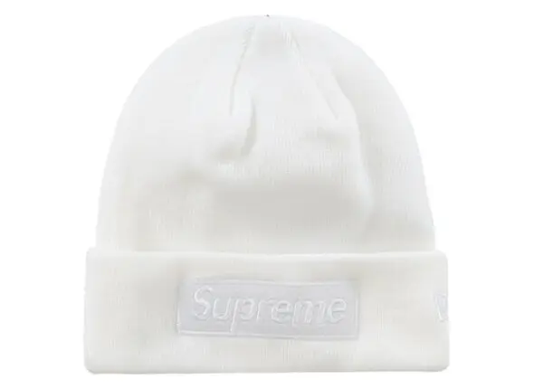 Supreme New Era Box Logo Beanie - White