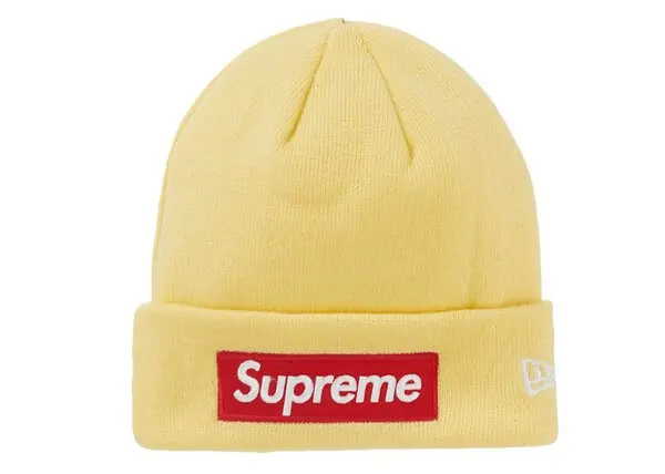 Supreme New Era Box Logo Beanie Fw22 - Pale Yellow