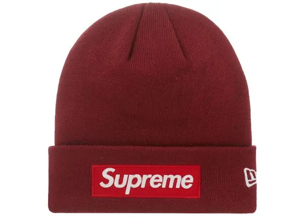 Supreme New Era Box Logo Beanie - Cardinal