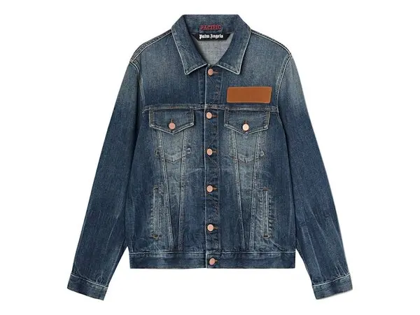 Palm Angels Embroidered Denim Jacket - Blue/brown