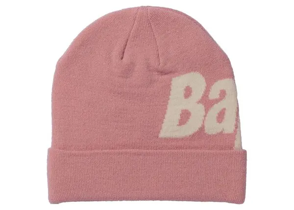 A BATHING APE Knit Spellout Cap - Pink