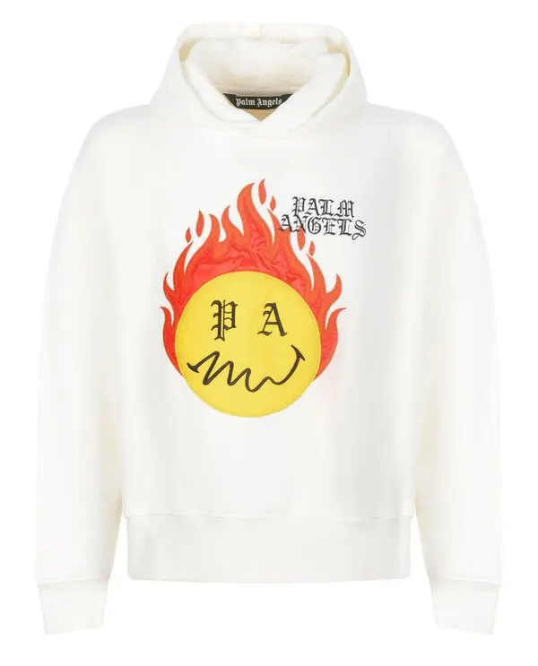 Palm Angels Burning Head Hoodie - White