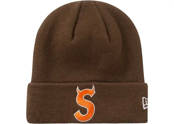 Supreme New Era S Logo Beanie - Brown