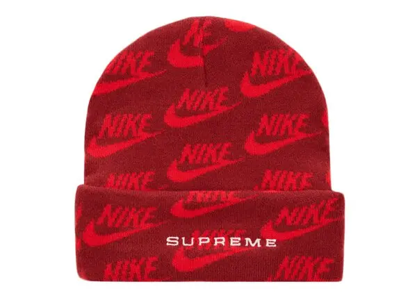 Supreme Jacquard Logos Beanie - Red