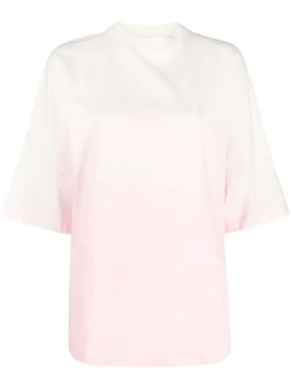 Palm Angels Gradient Overlogo Tee Shirt - Coral/white